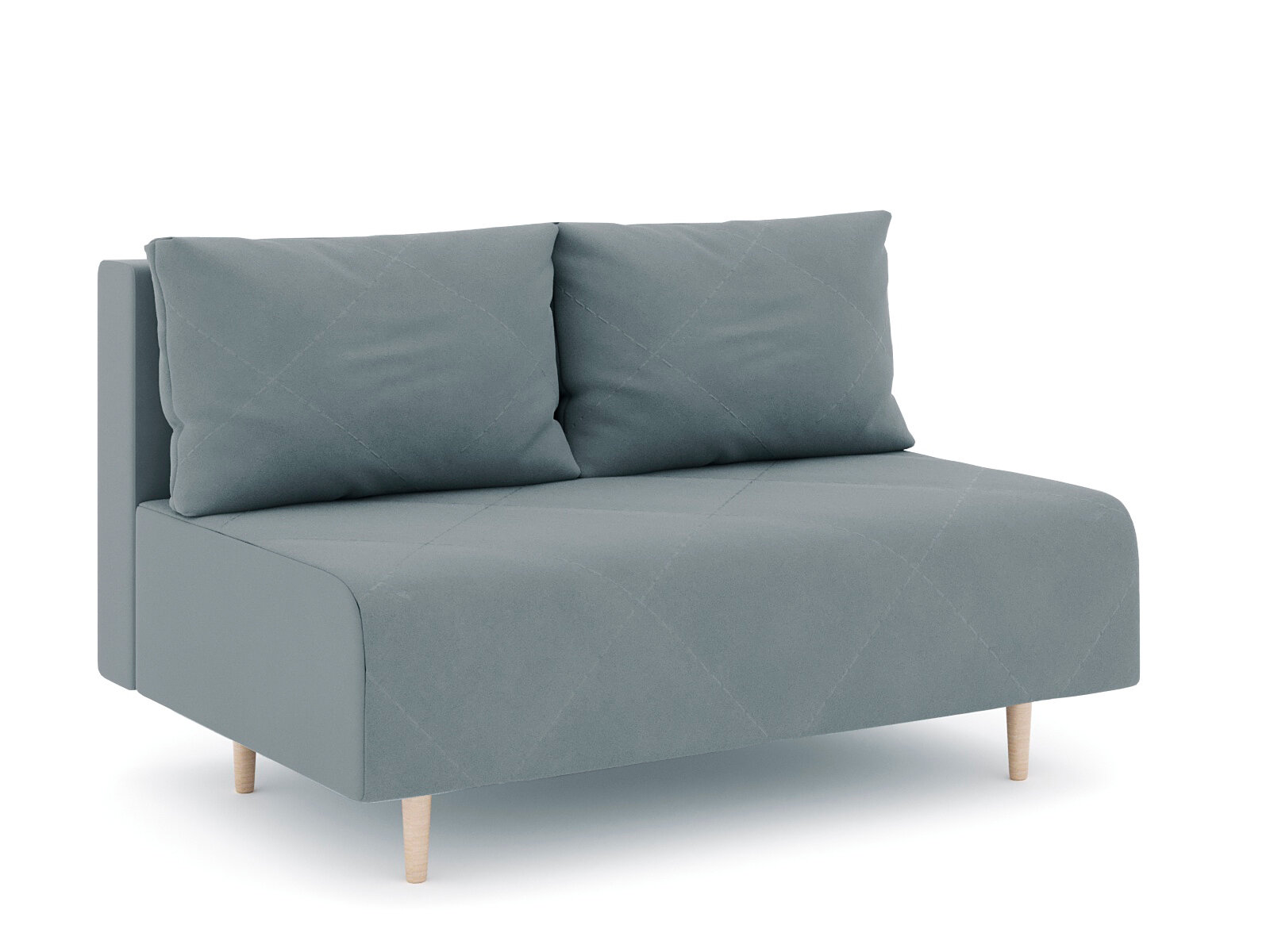 Диван прямой DiHall Мили Мини 2, без локтей, велюр, 2-местный, серый, 120х95х90 см