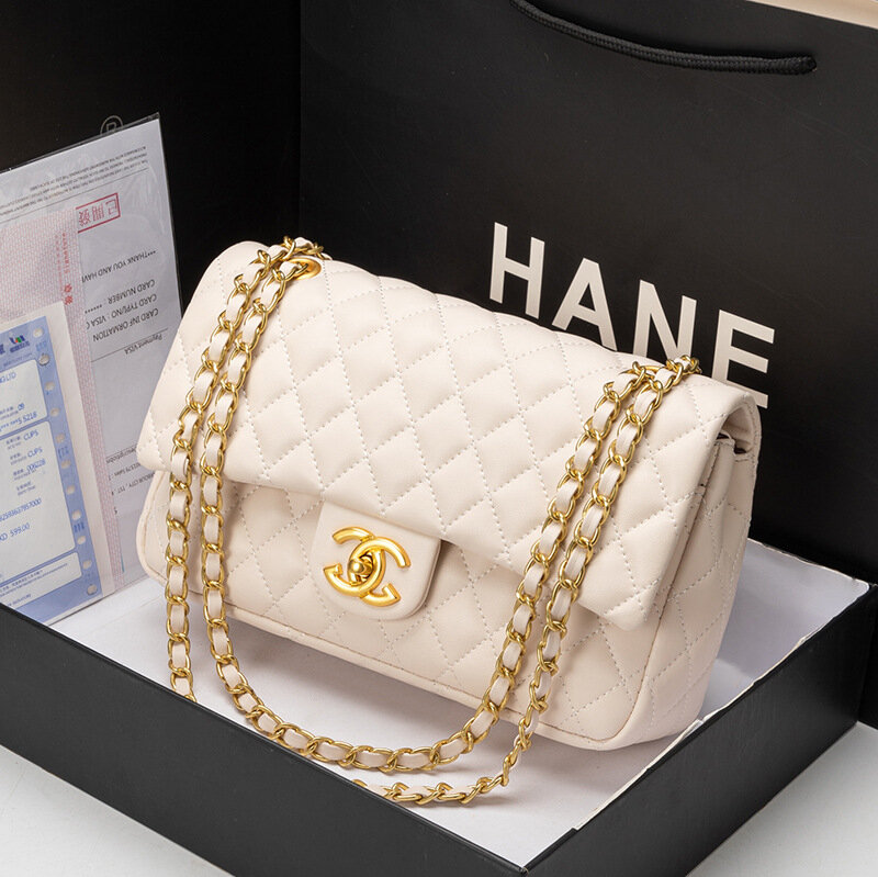 Сумка из натуральной кожи Chanel для женщин 2025 года, новая сумка под мышку, стеганая цепочка, модная универсальная сумка через плечо