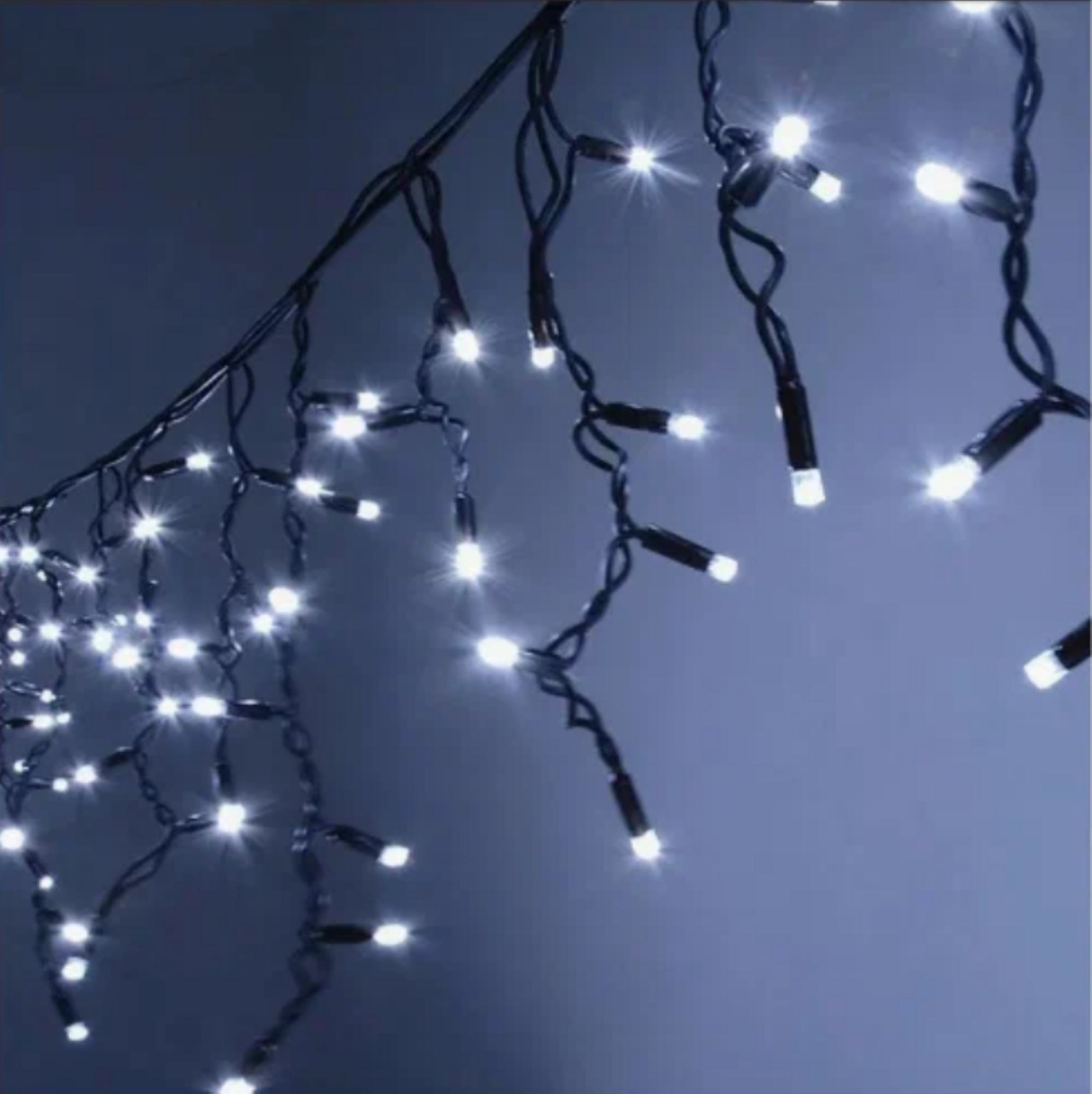 Новогодняя гирлянда уличная - Карниз, 100 LED, белый, тёмный провод, 1 режим, 3 м, с возможностью наращивания