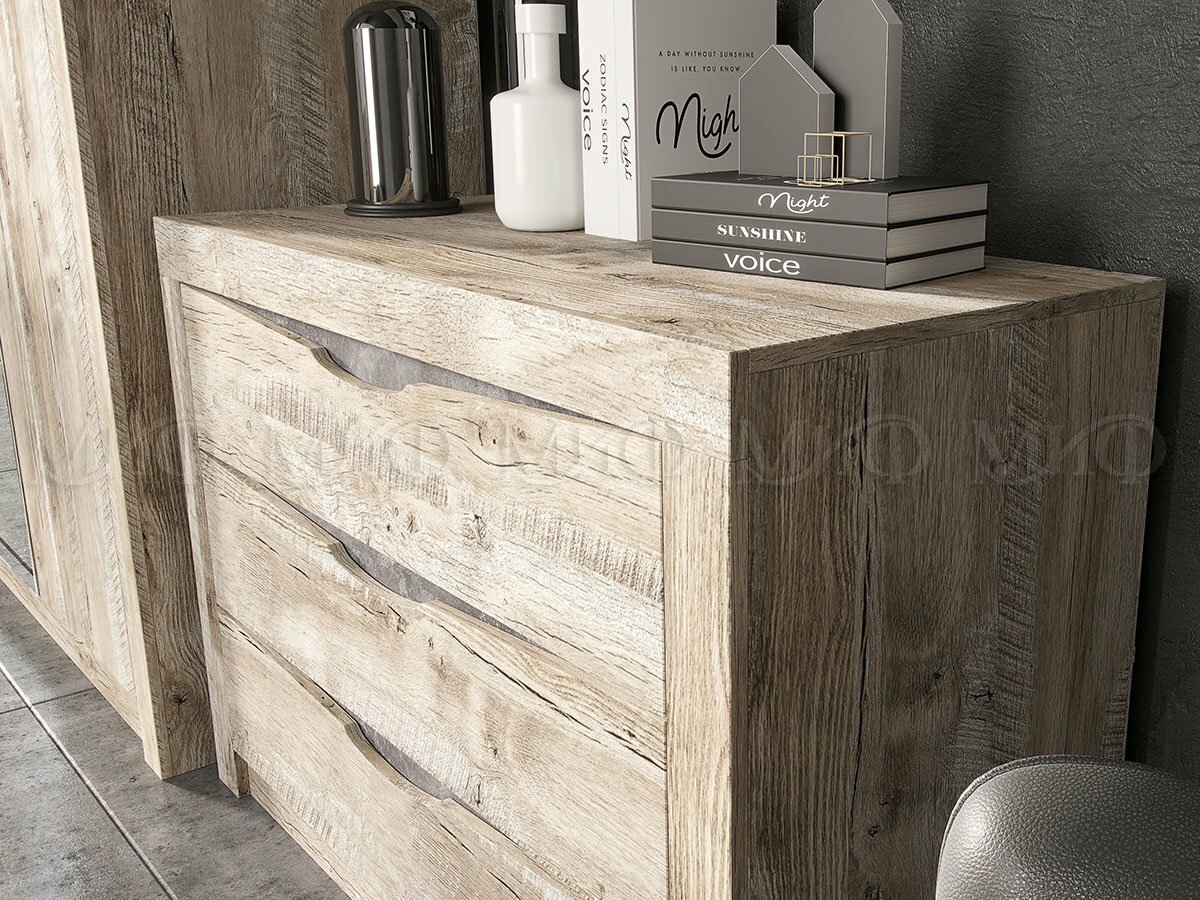 Ривьера Комод (Дуб Юкон, Бетон темный), 1072 х 750 х 474 мм.
