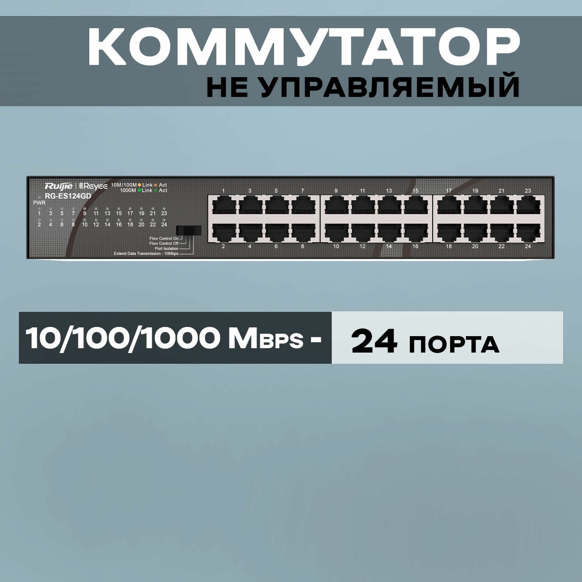RG-ES124GD 24-портовый гигабитный неуправляемый коммутатор