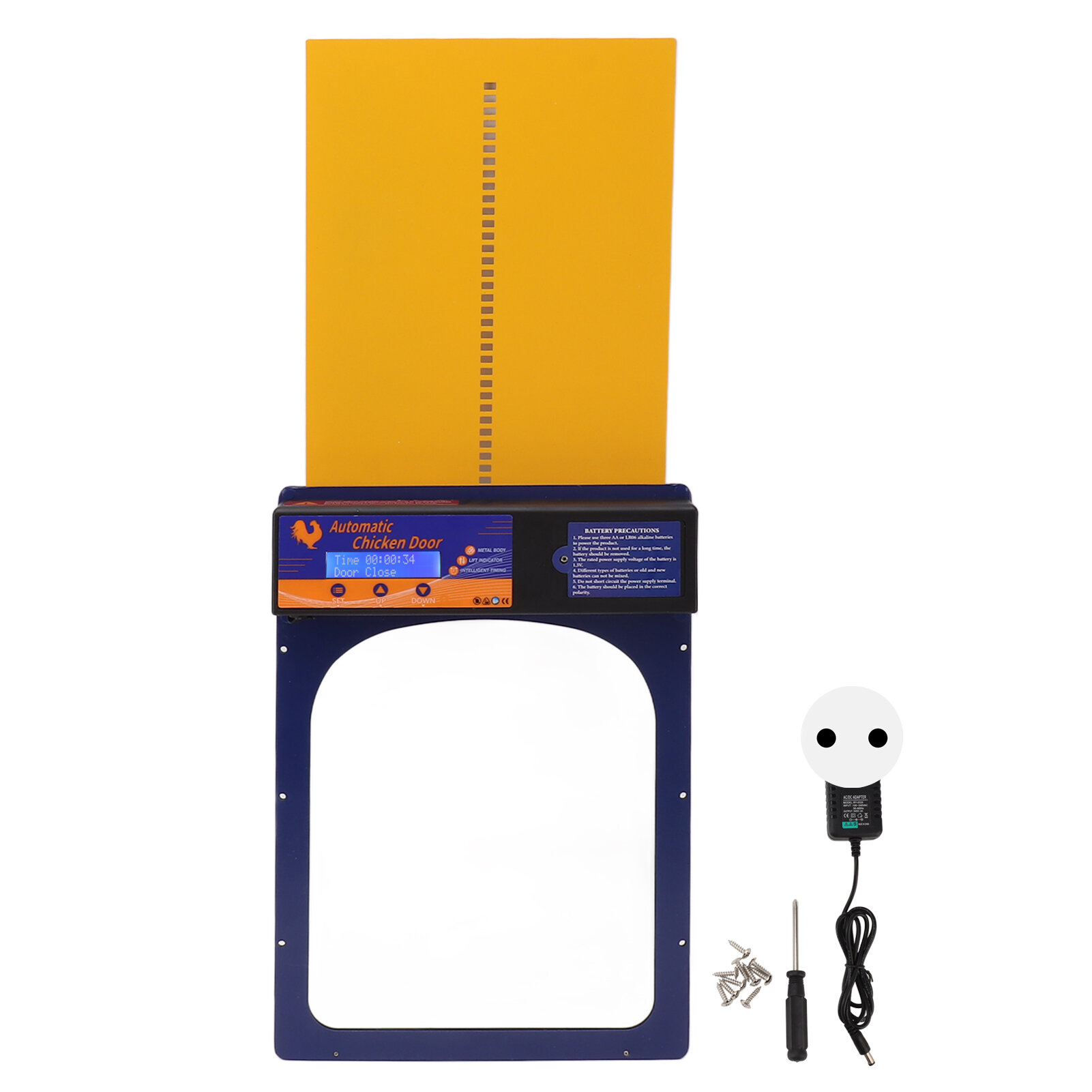 Автоматическая дверь для курятника IP45 водонепроницаемая с программированием и алюминиевой конструкцией для домашних ферм 100 240V Голубой ЕС разъем