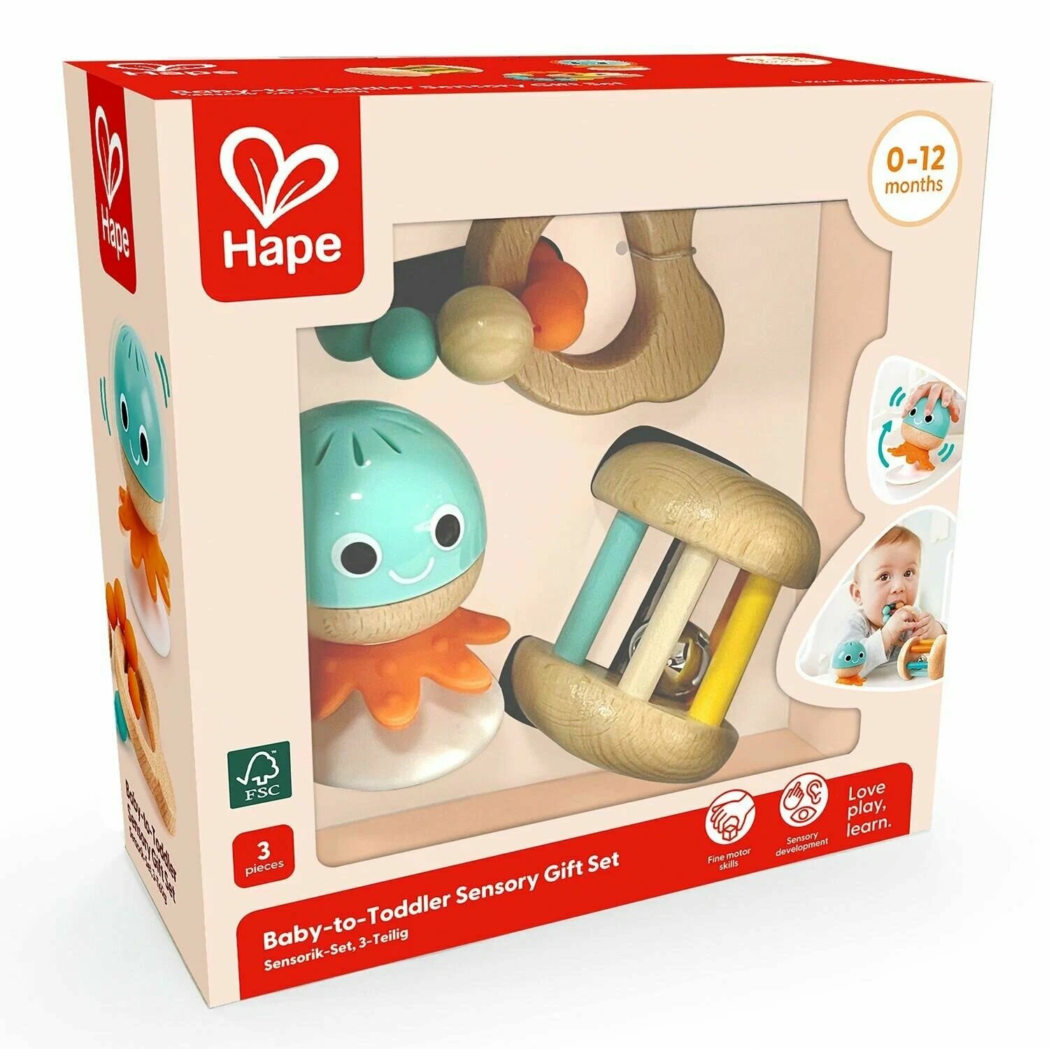 Hape Набор игрушек погремушек для новорожденных "Сенсорный"