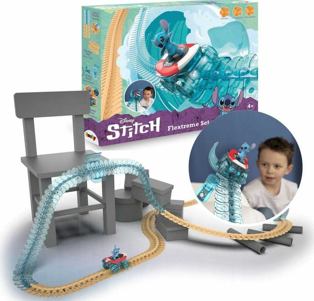 Игрушечный трек Smoby Flextreme - Детская гибкая автомобильная гоночная трасса + Машинка Стич - Смоби 180927