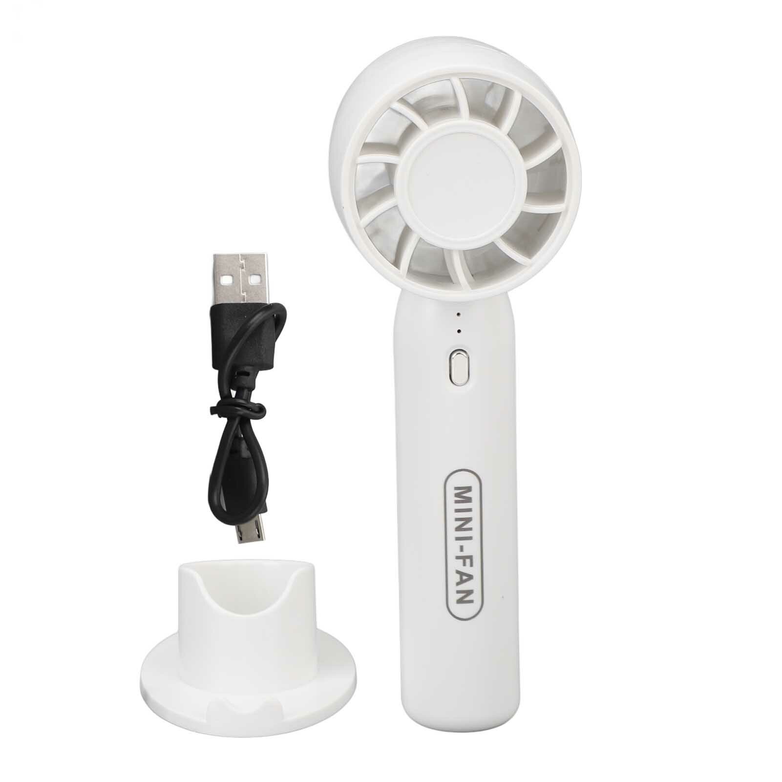 Портативный ручной вентилятор с USB-зарядкой, 3 скоростями ветра, безопасный турбо-мини-вентилятор для отдыха на природе, путешествий и кемпинга, белый.