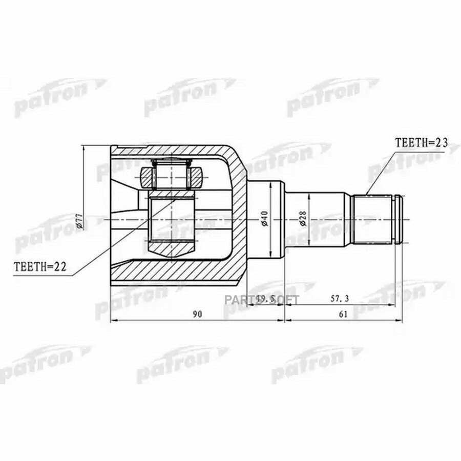 ШРУС внутренний 23x40x22 FORD FOCUS II 04- PATRON PCV3085 | цена за 1 шт