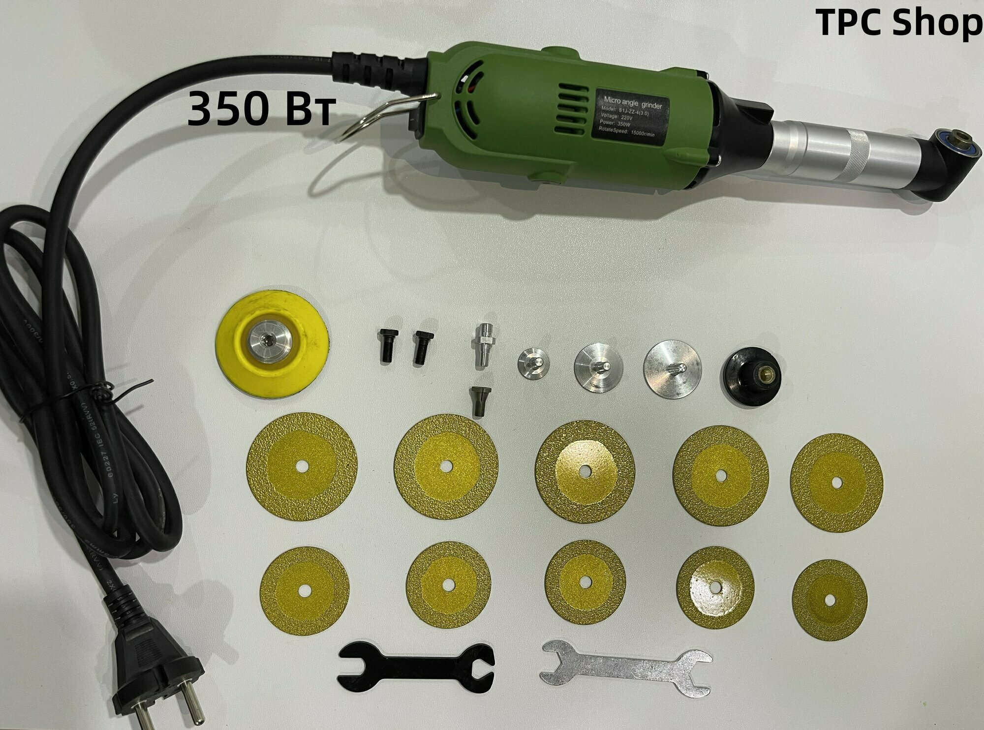 Гравер угловой с усиленным валом 350 Вт зеленый 40mm50mm