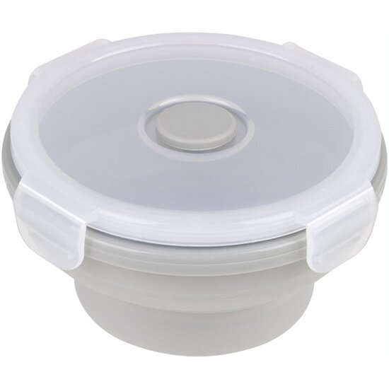 Контейнер Mallony Migliore 300 мл, с крышкой, круглый, складной, силикон, серый (108259)