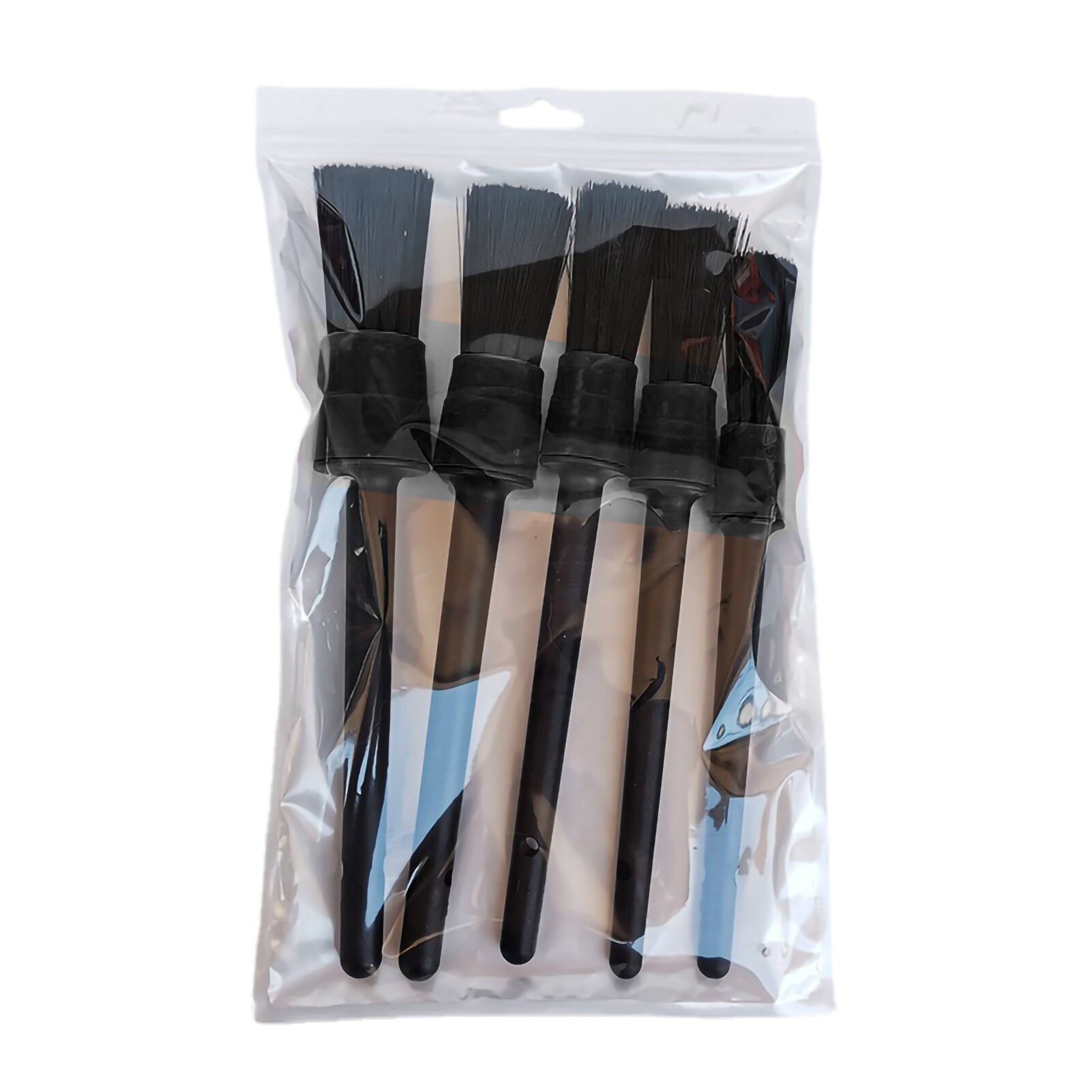 Набор из 5 щеток для детейлинга автомобиля, мягкие синтетические щетки для чистки салона, щелей, для внедорожников, грузовиков и фургонов, черный.