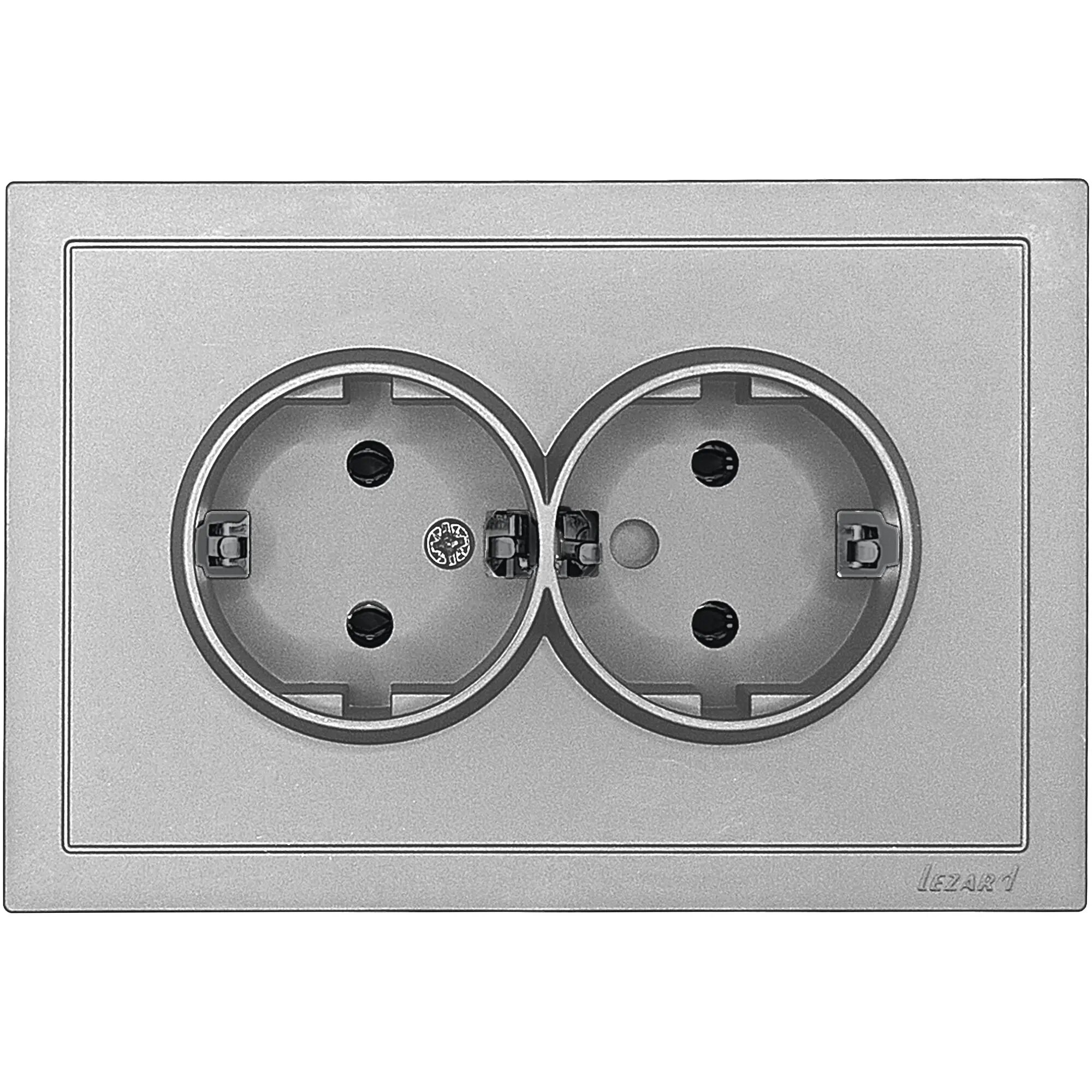 Розетка двойная встраиваемая Lezard Zima с заземлением цвет серый матовый