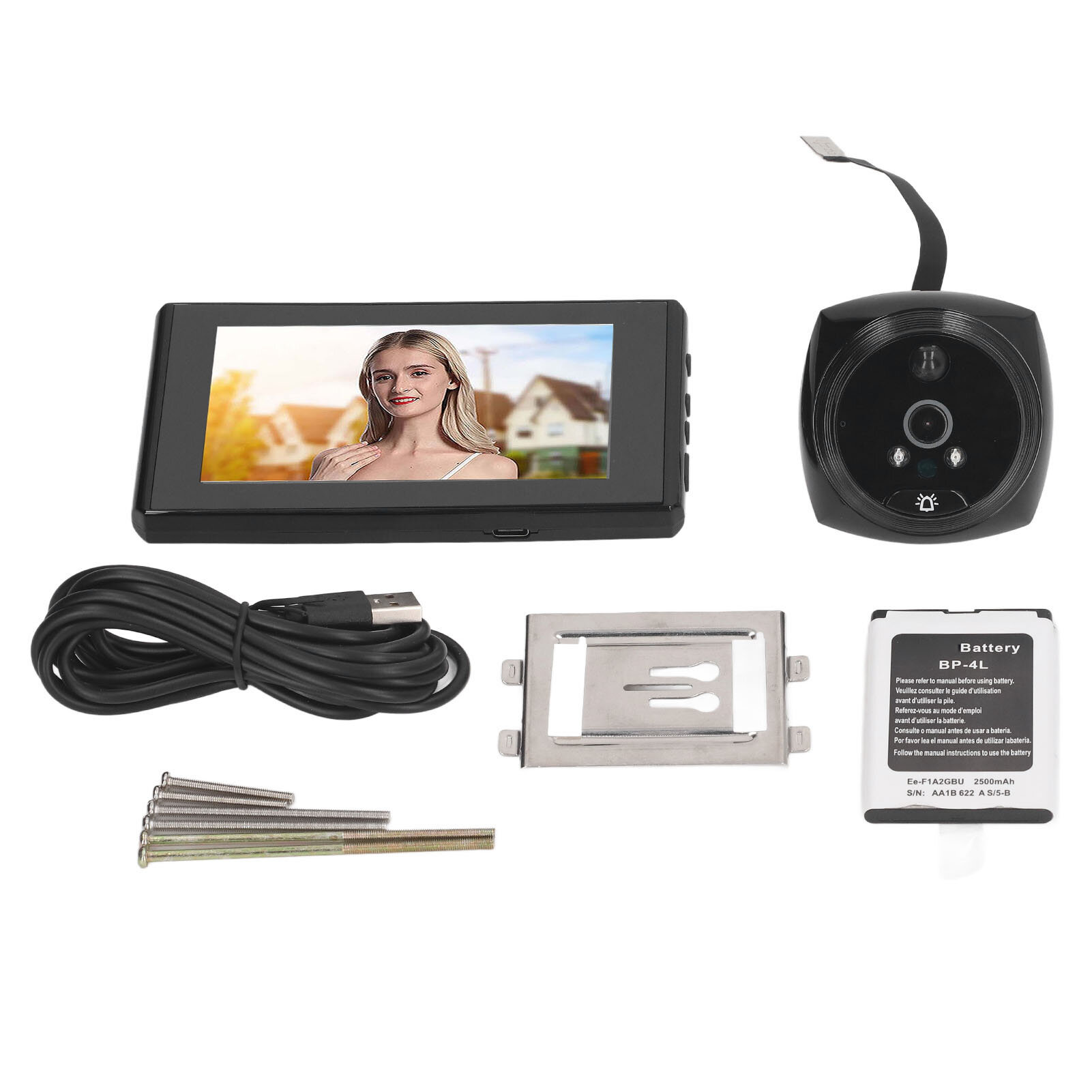 Видеодомофон 4.5" HD, ночное видение, дверной глазок