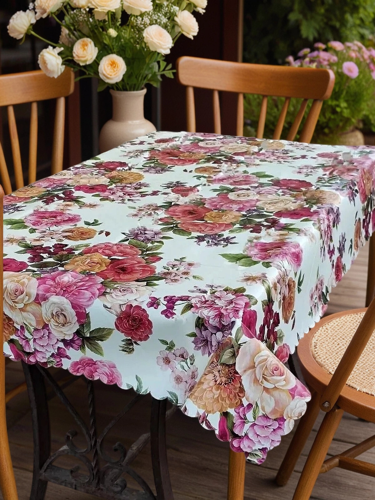 Скатерть на стол "Laid Table" 110х140 клеенка для кухни тканевая , водоотталкивающая, пасхальный декор для дома