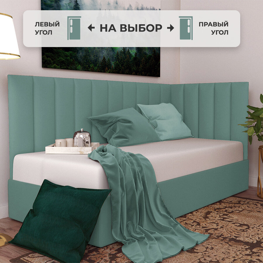 180х190, Угловой диван Line, InRoom, бирюзовый