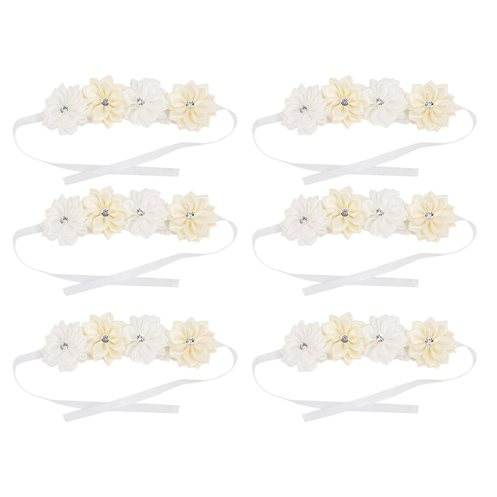 6 молочно-белых лент-цветов на запястье для невесты и подружек невесты, элегантные аксессуары для свадебного декора, имитация цветочного бутоньерки на запястье
