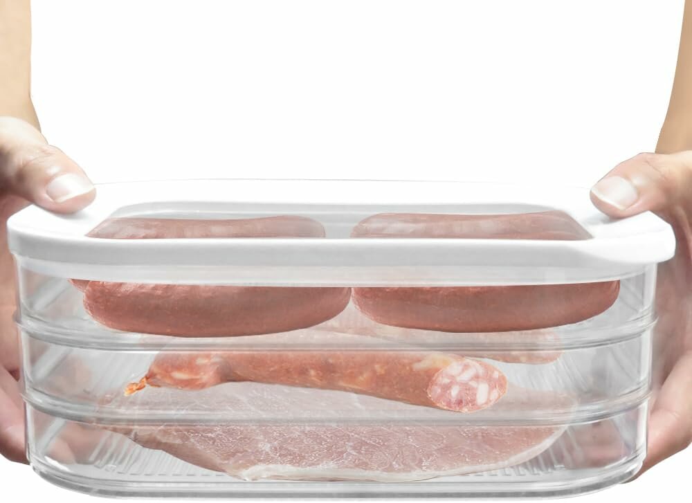 Салами Сэйвер Прозрачные контейнеры для хранения продуктов с крышками, 2000 мл, переносная герметичная коробка для сохранения колбасы