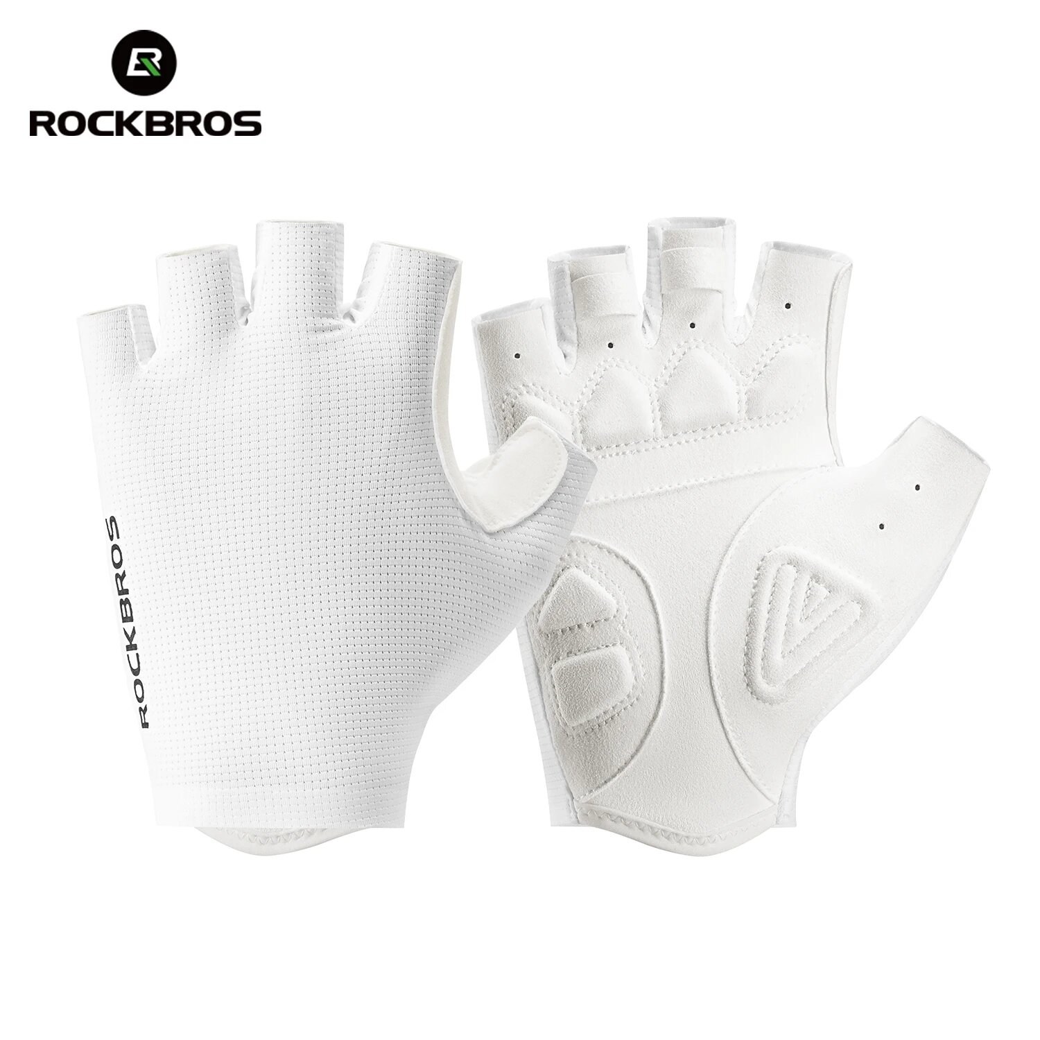 ROCKBROS Бесшовные велосипедные перчатки Белый, М, S396-WT