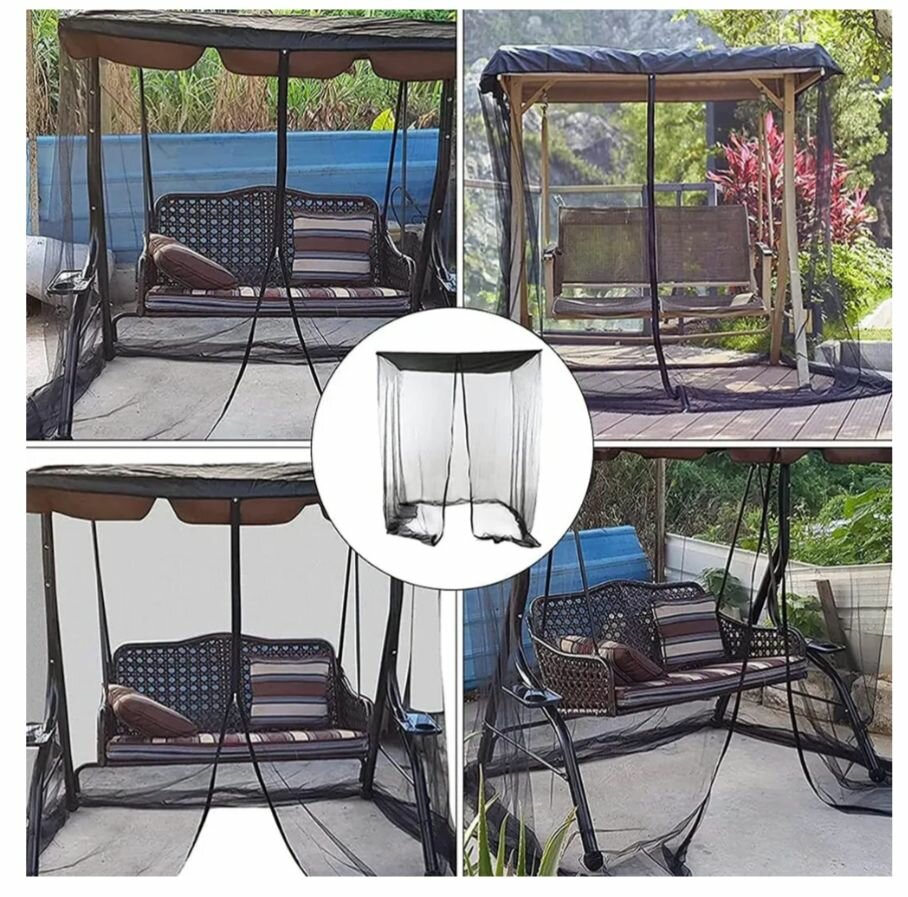 Москитная сетка 125x205см для качелей, 1.25X2.05м сетка, черный