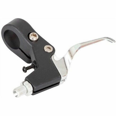 Ручки тормозные MBL-421PA для дет. вел, левая, 3 пальца, пластик, черный с серебристым