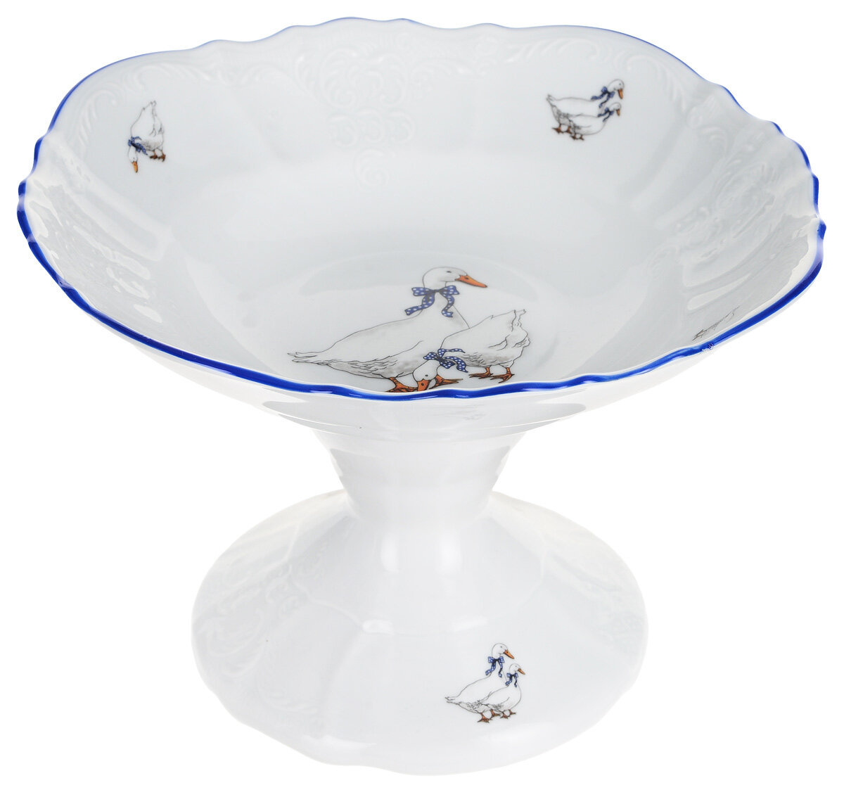 Салатник на ножке 25 см; "Bernadotte", декор "Гуси", Thun/ БТФ0362
