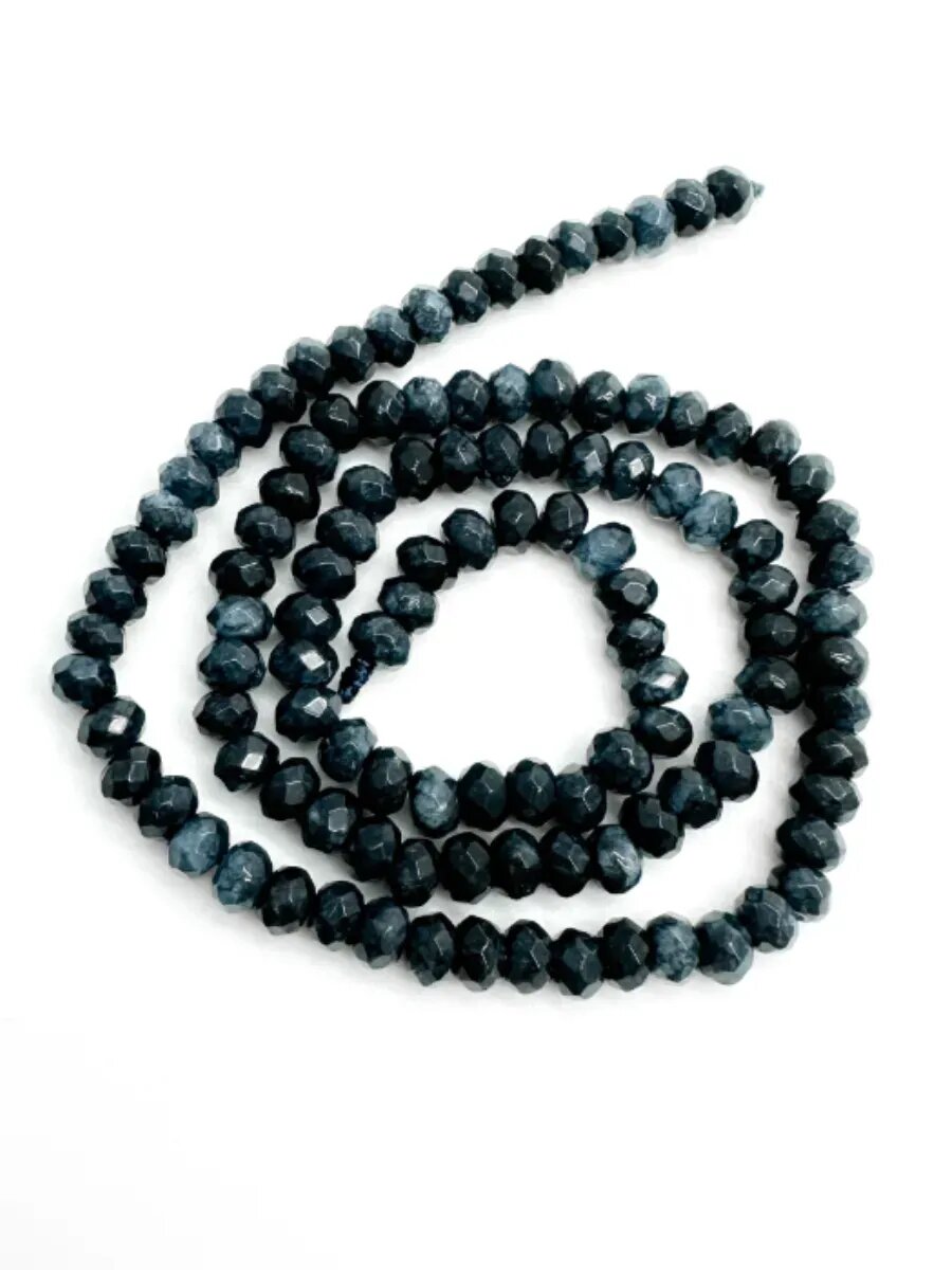 1080 Агат граненый для поделок темно-синий 3x4мм 1 шт хит А+