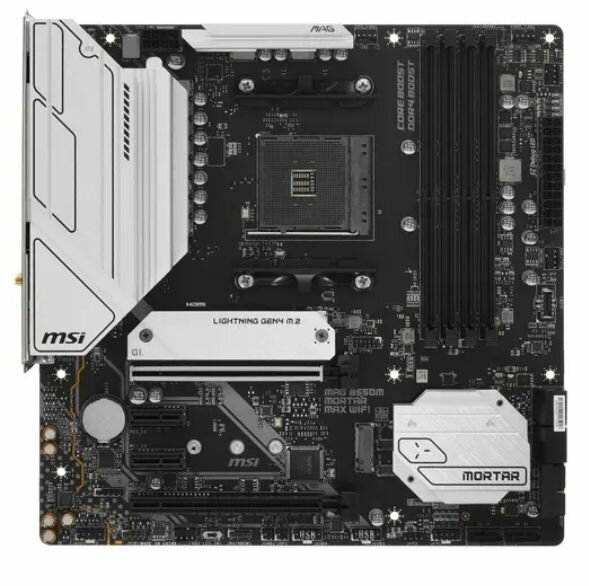 Материнская плата MSI MAG B550M MORTAR MAX WIFI (MAG B550M MORTAR MAX WIFI) - AM4, AMD B550, 4хDDR4-3200 МГц, 2хPCI-Ex16, 2хM.2, Micro-ATX