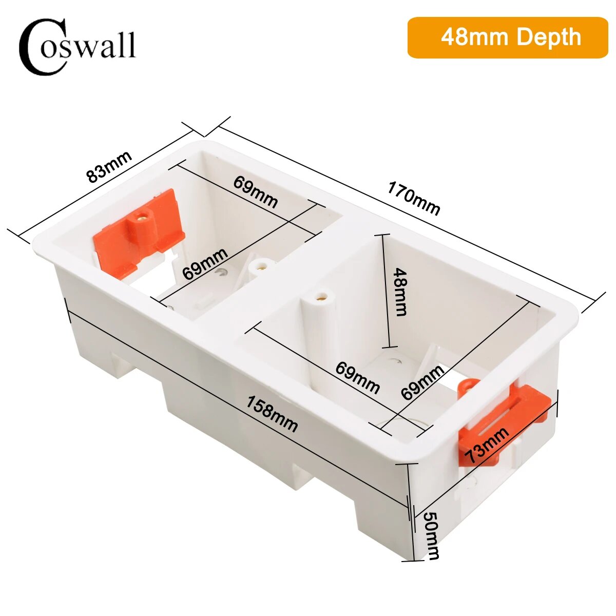 Коробка для гипсокартона Coswall 86 1/2 Gang, Цвет: 1 Gang 1 Gang