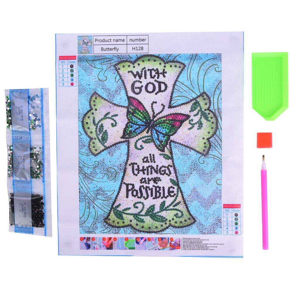 Безрамочное бабочка крест декоративное самостоятельное бриллиантовая живопись 25x30см. Модель H128