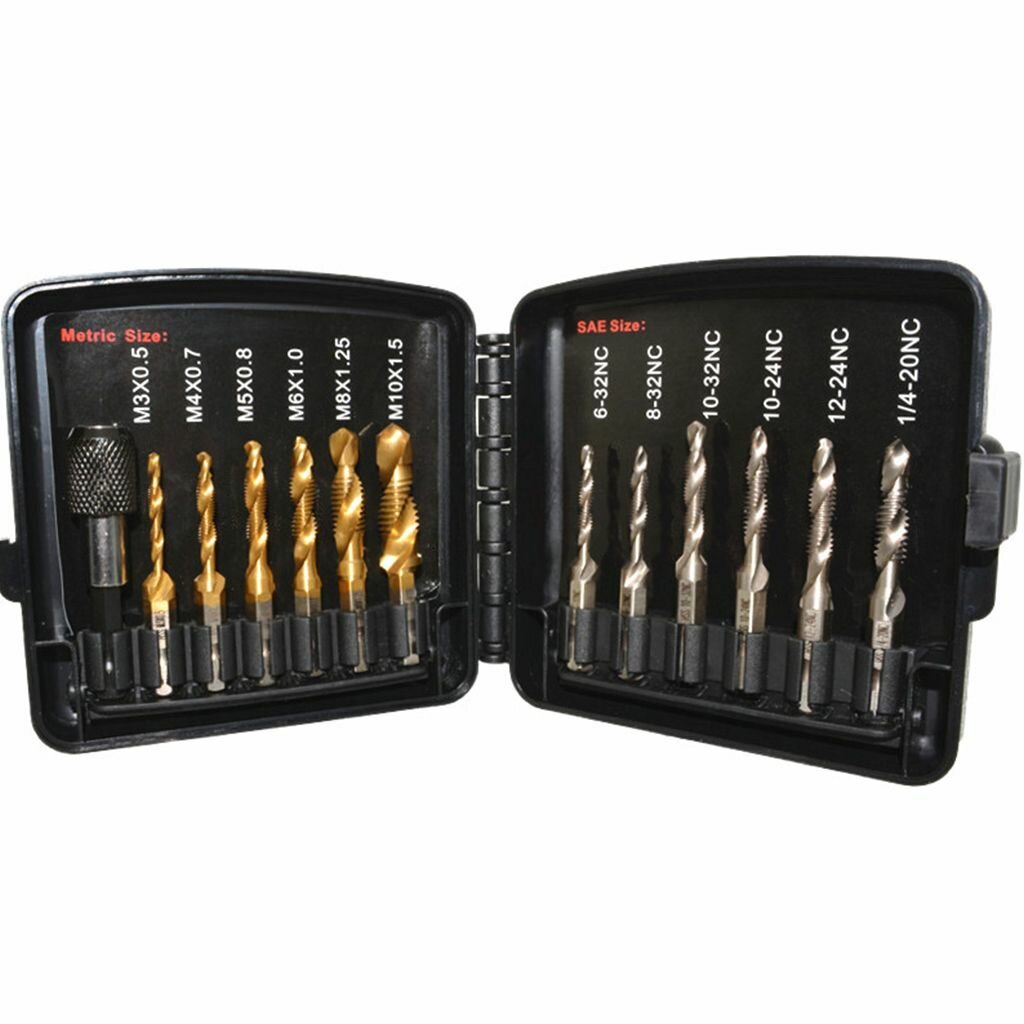 Комбинированный набор сверл и метчиков 3-в-1 для нарезания резьбы по винту с титановым покрытием, Инструмент для сверления, нарезания резьбы с зенковкой