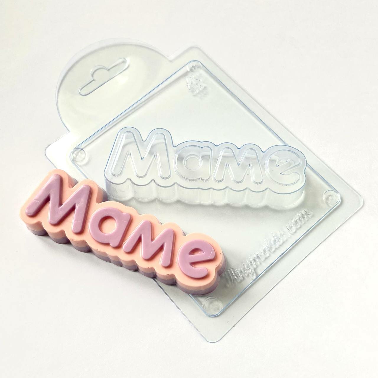 "Маме" надпись молд из толстого пластика для мыла и шоколада