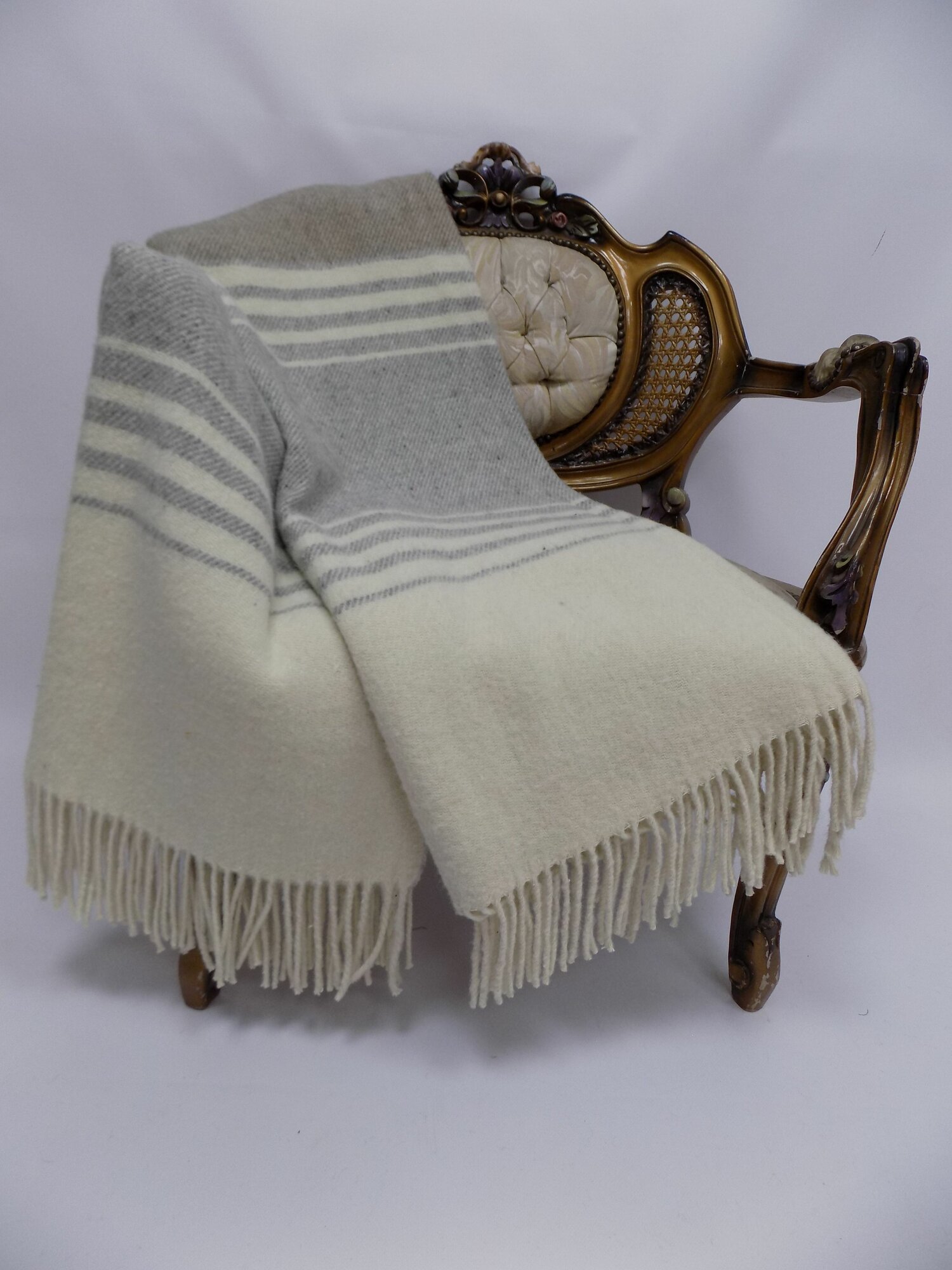 Плед шерстяной Индийский 170х210 см с бахромой мериносовый, Lord Tyron 2