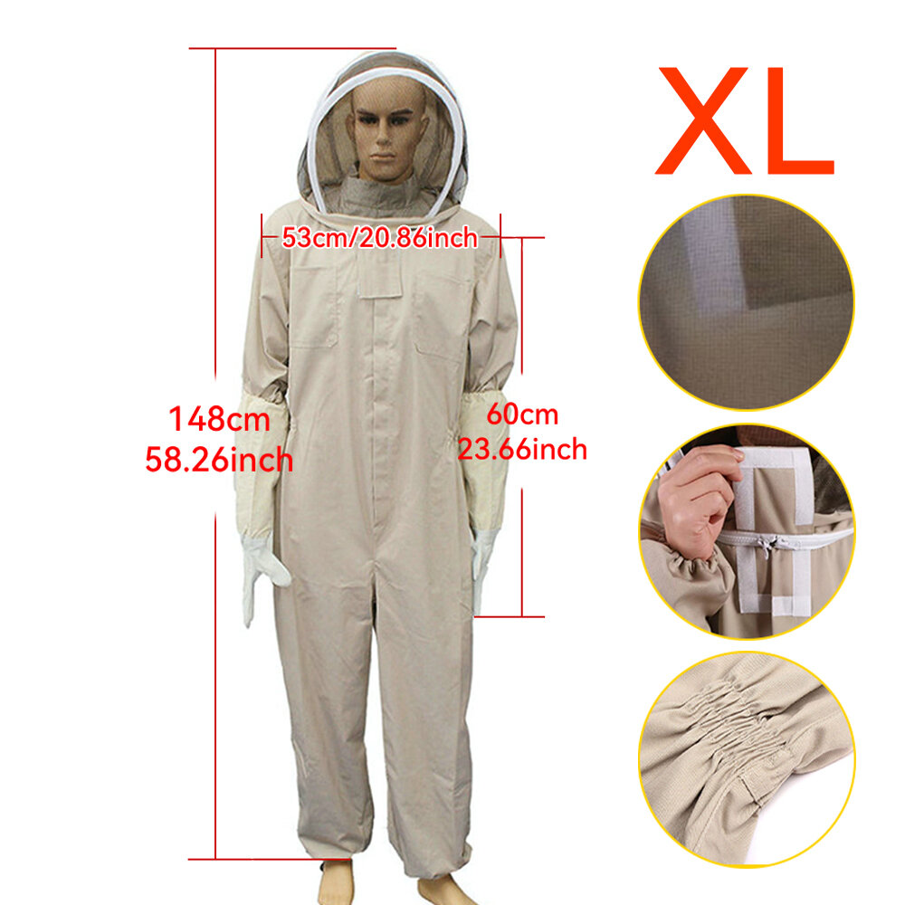 Абрикосовый костюм для пчеловодства скафандр XL + перчатки XXL пчелиный костюм пчелиная шапочка цельный пчелиный костюм
