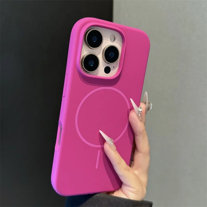 Оригинальный жидкий силиконовый чехол Magsafe для iPhone 16, 16E, 15 Розовый, Rose, For iPhone 16
