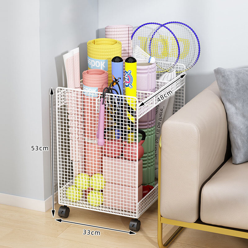 Корзина напольная MyPads для хранения спортивного инвентаря, черная на колесиках, идеально подойдет для спортивного коврика, ракеток, мячей