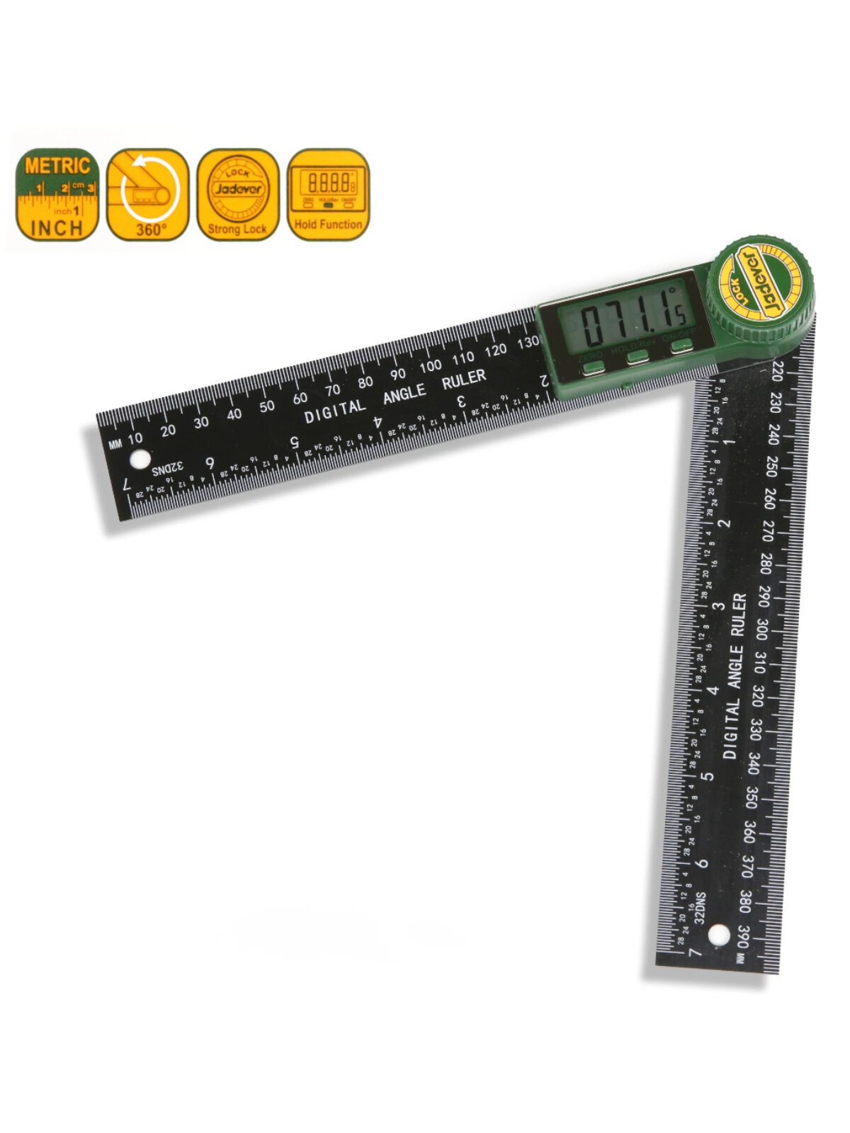 Угломер электронный JADEVER поворотный 0-360 градусов, 200-400 мм, металлический корпус