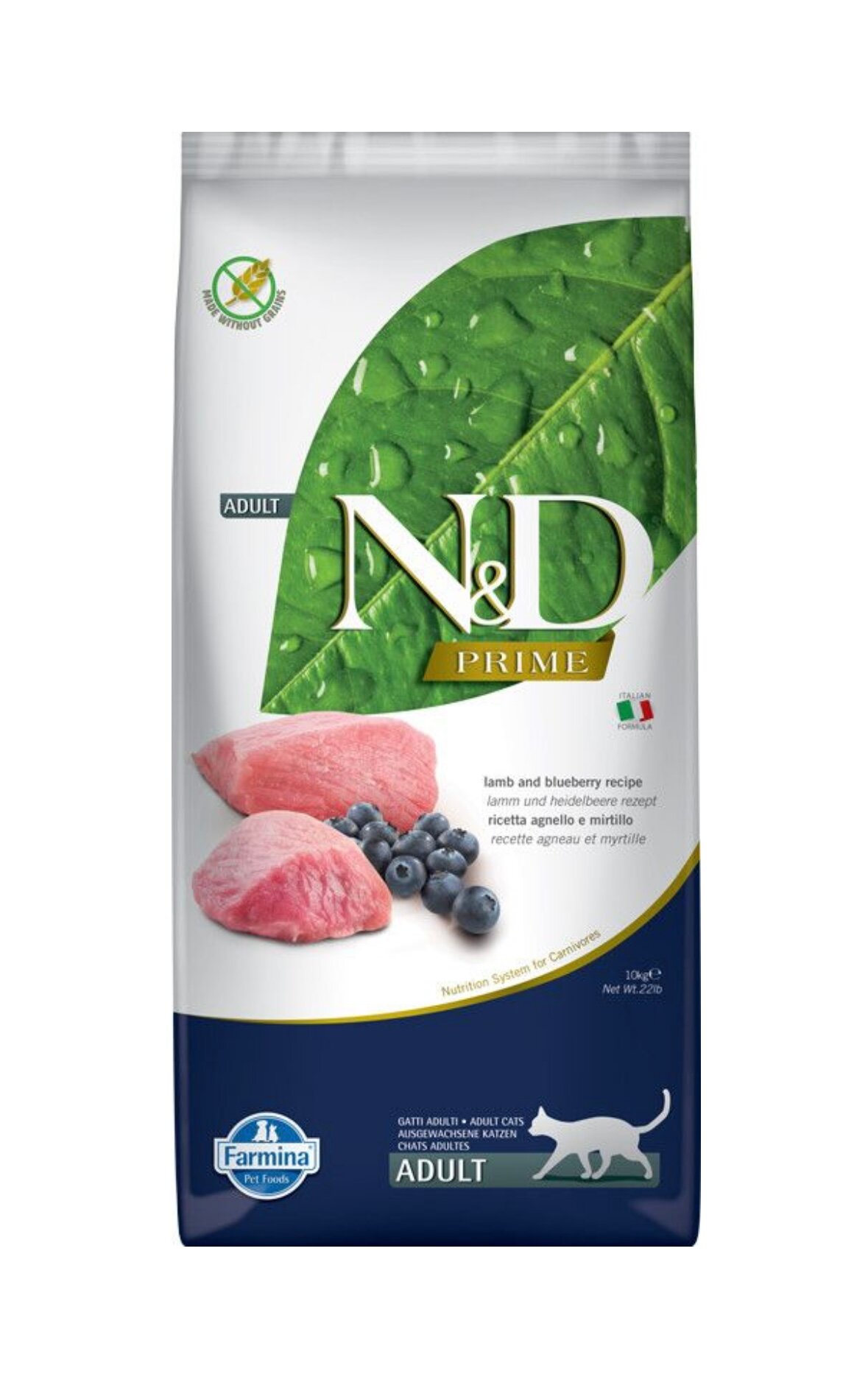 Сухой корм Farmina ND Prime Cat Lamb / Blueberry Adult для взрослых кошек с ягненком и черникой, 10кг