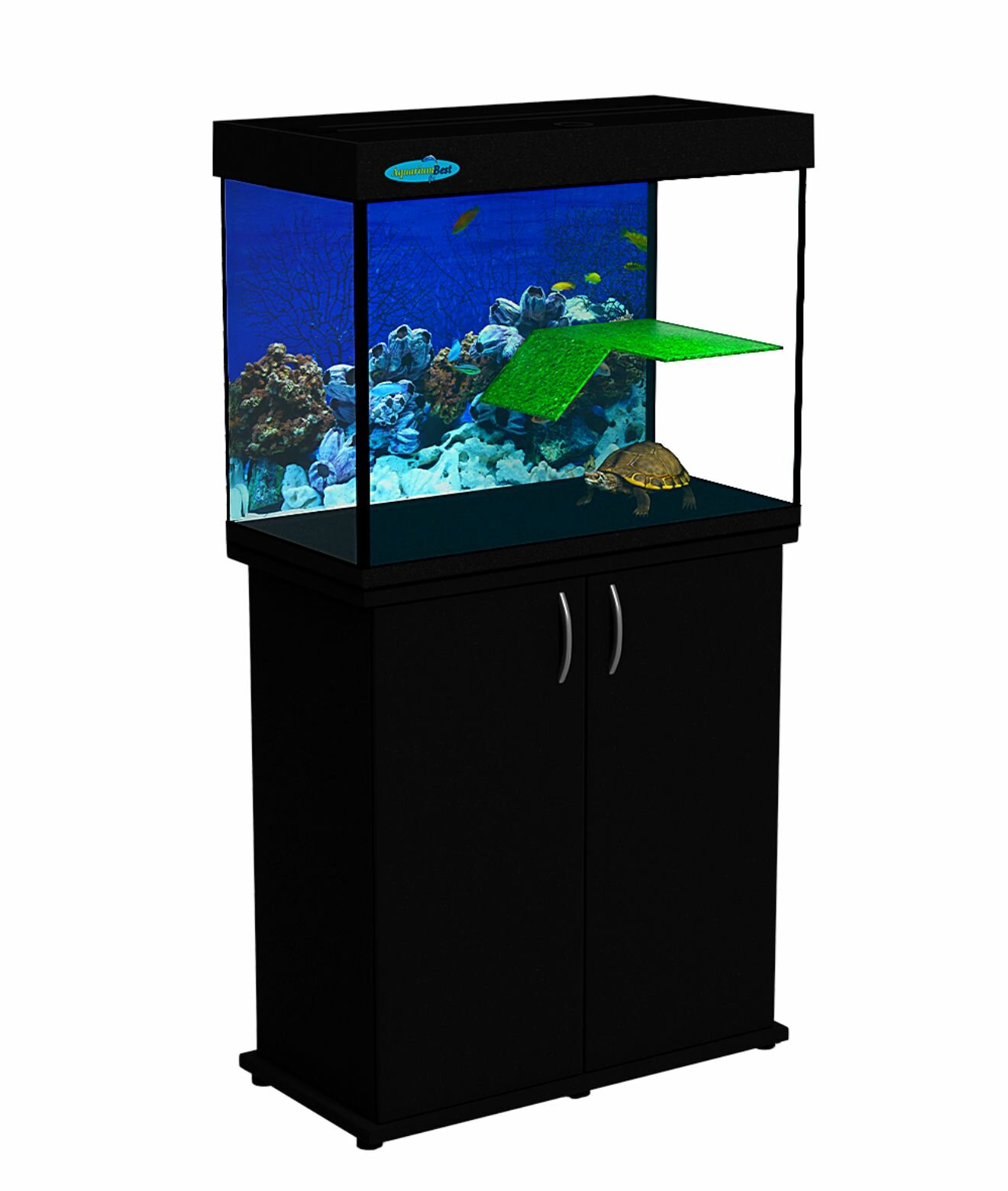 Аквариум 110 литров для красноухой черепахи AquariumBest террариум с тумбой, Черный (71х36х47 см)
