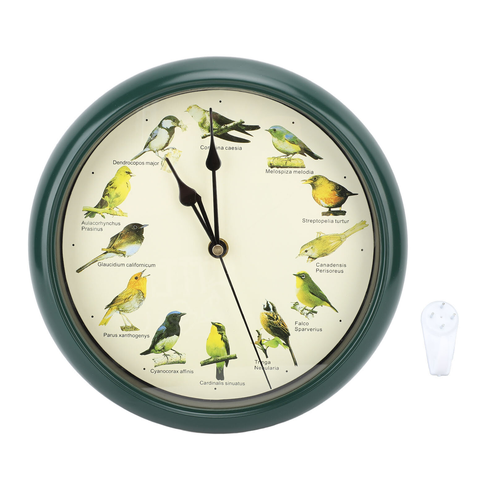 10-дюймовые настенные часы с кукушкой, многофункциональные, круглые, бесшумные, с точным воспроизведением птичьих криков и рождественской музыкой, для гостиной, зеленые.