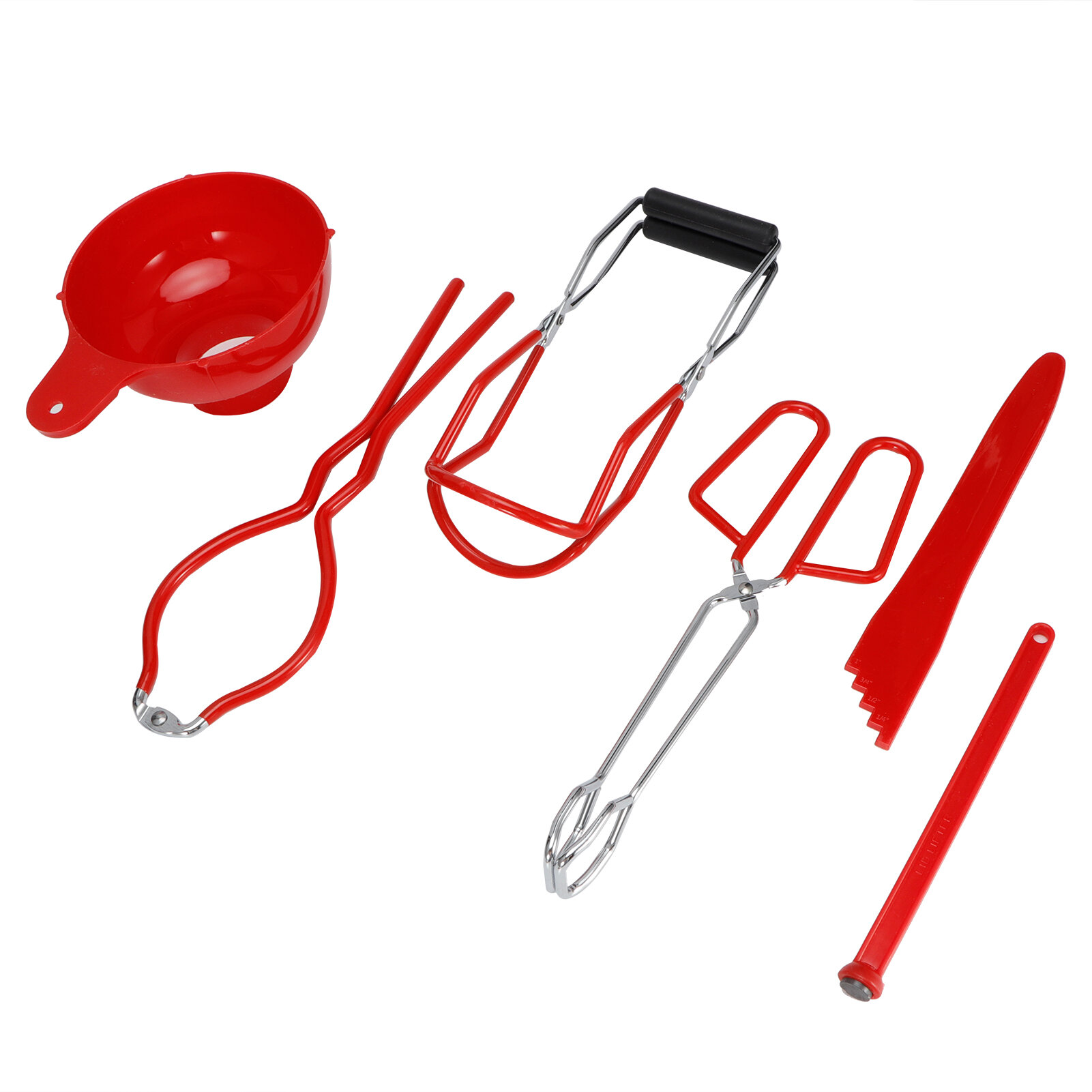 6 шт./компл. набор для консервирования, нескользящие щипцы для еды, подъемник для банок, гаечный ключ, подъемник для крышки, набор мерных воронок, красный
