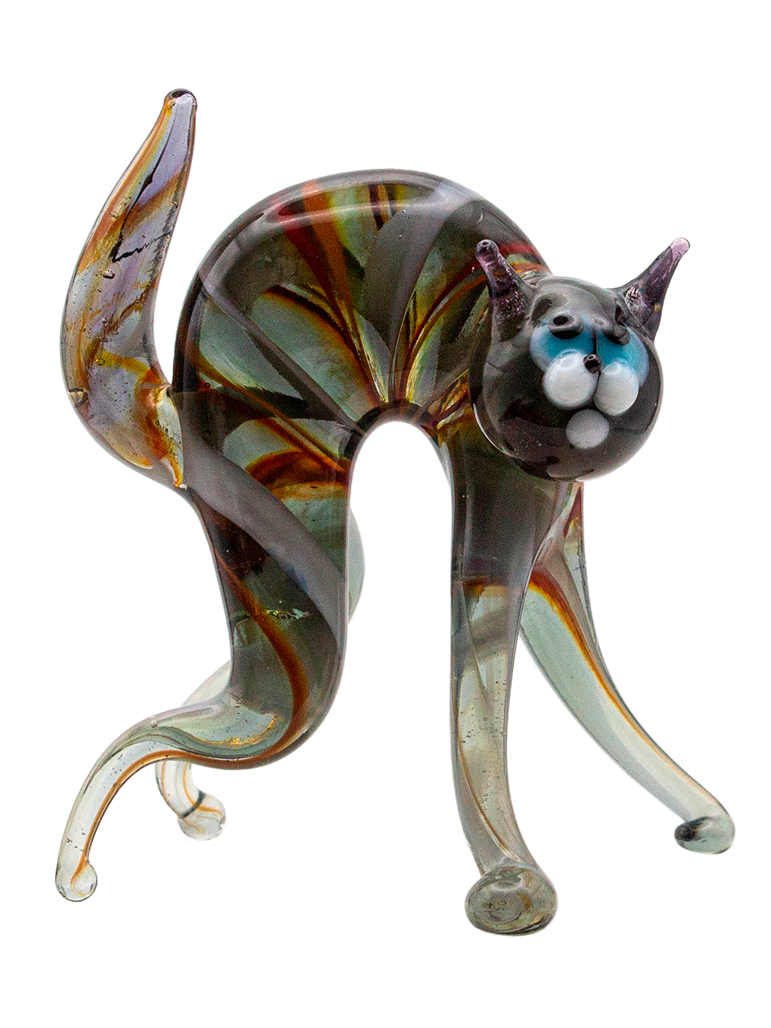 Сувенирная коллекционная фигурка из цветного стекла ручной работы Кошка