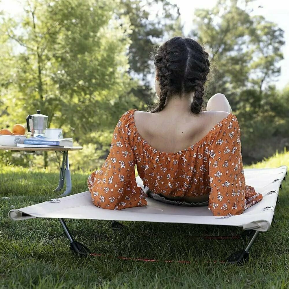 Раскладная туристическая кровать, каркас из алюминиевого сплава, бежевая, 190x65x15см