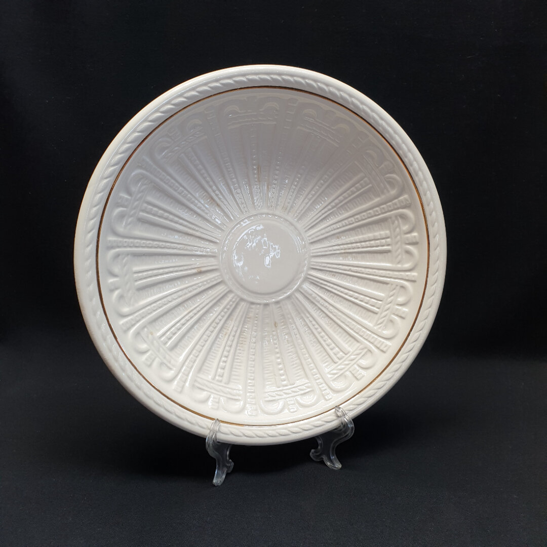 Блюдо Конаково, фаянс деколь, дефекты 26 см, винтаж СССР