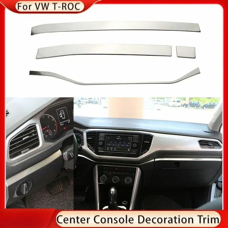 Декоративная полоса для края центральной консоли автомобиля, наклейка Volkswagen VW Troc T-roc 2018 2019 2020 2021 2022 аксессуары.