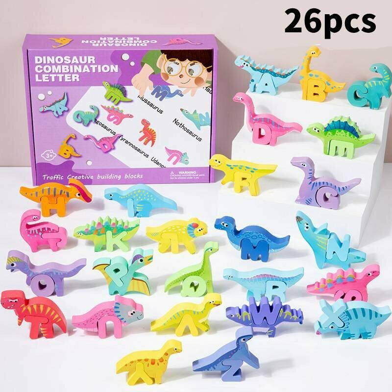 Wooden animal letter blocks puzzle ecofriendly montessori toy for kids early learning and skill building
