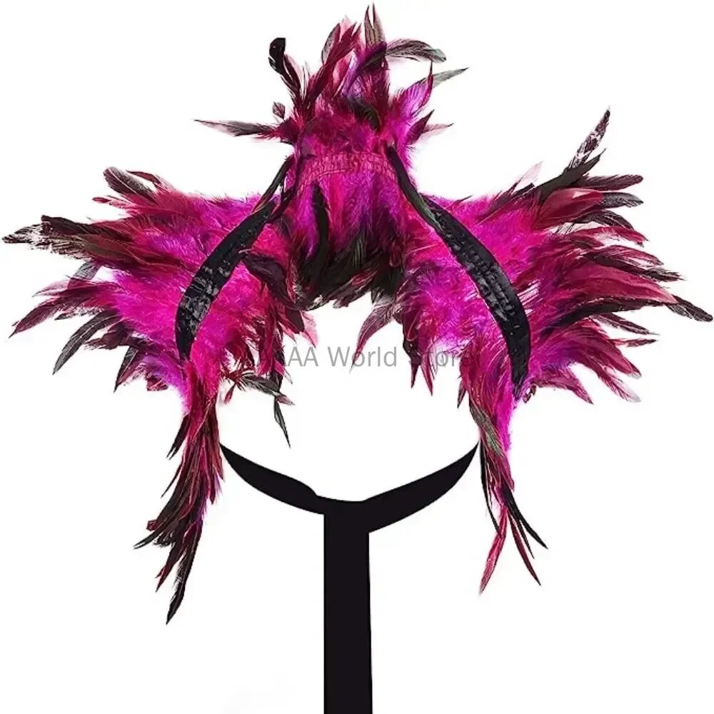 Женская накидка из перьев Розовый, Rose red