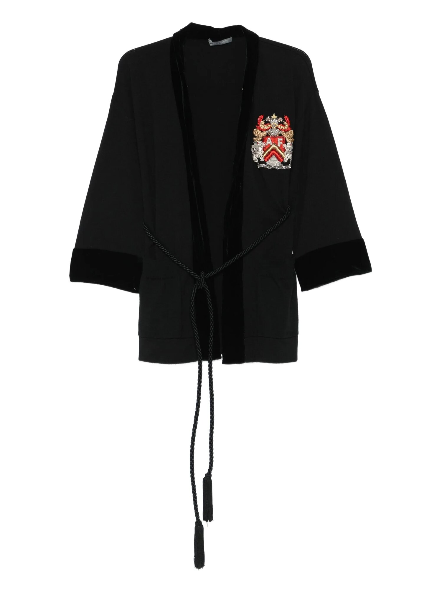 Кардиган Embroidered patch velvet cardigan