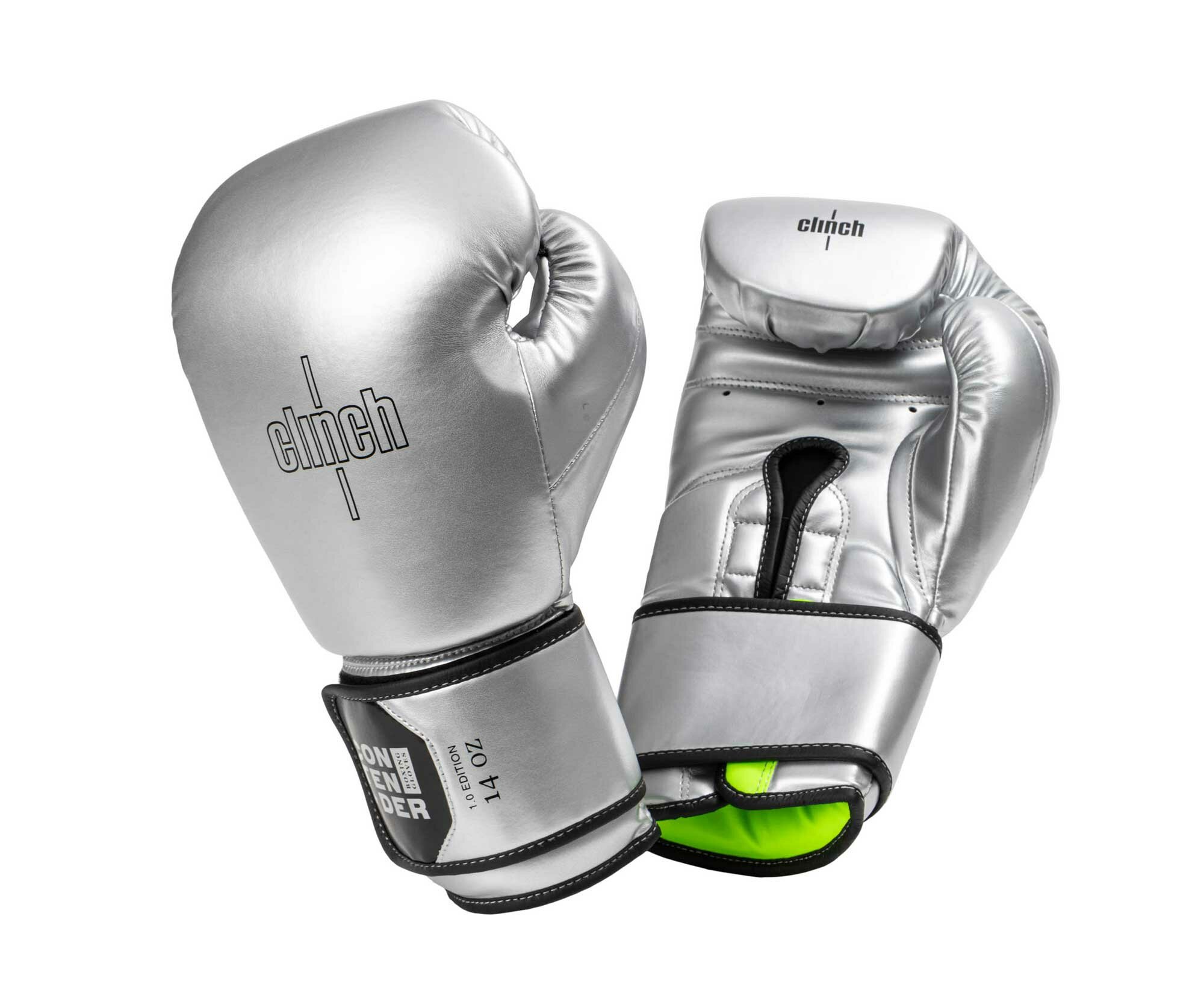 Перчатки боксерские Clinch Contender серебристо-черные (вес 12 унций)