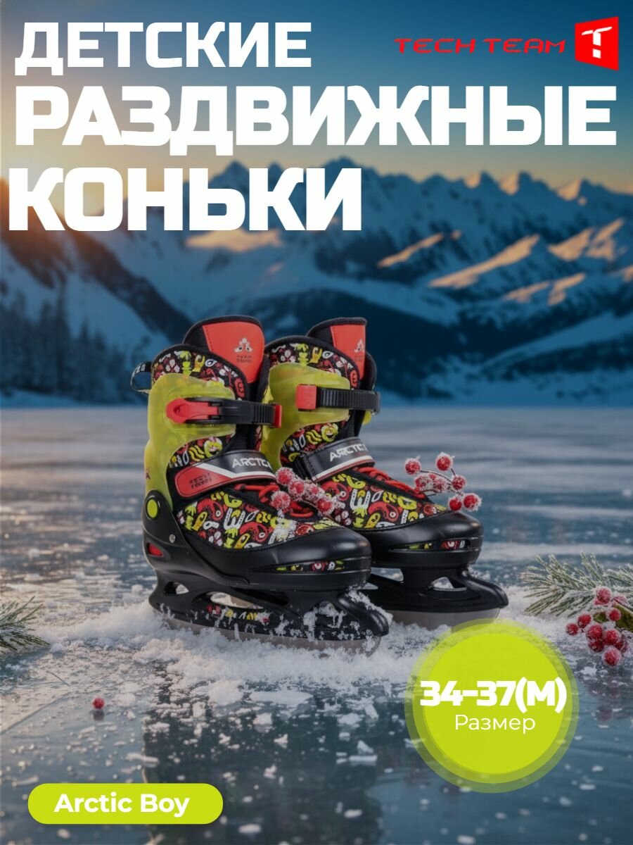 Детские раздвижные коньки TT Arctic Boy р. 34-37 (M), Tech Team