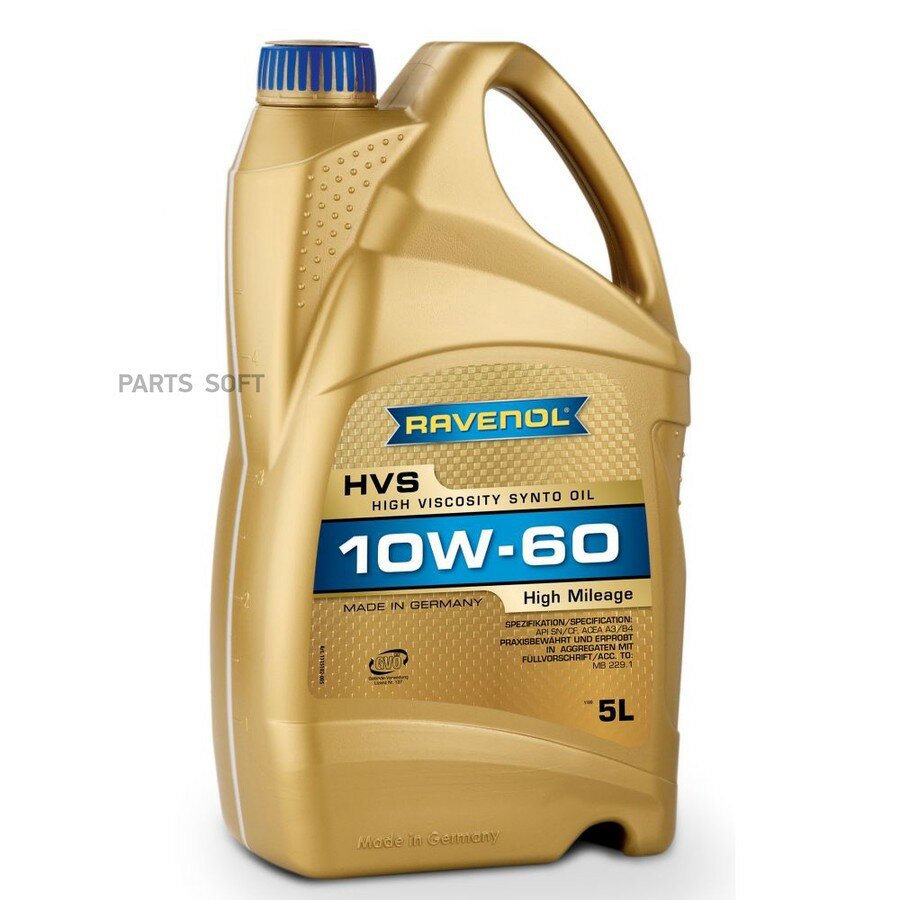 Масло моторное HVS High Viscosity Synto Oil SAE10W-60 (5л) от официального дистрибьютора, RAVENOL, артикул 4014835802995