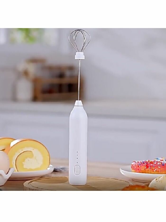 Капучинатор электрический вспениватель/ мини миксер белый