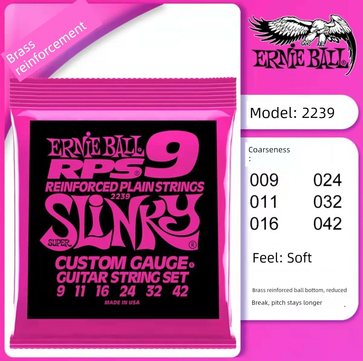 Набор струн Ernie Ball 09-42, премиальные никелевые, сделано в США, струны для электрических и акустических гитар